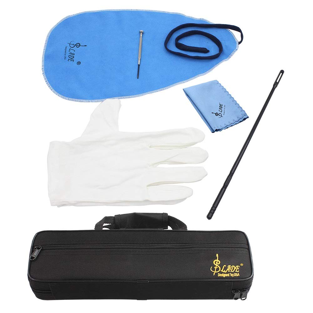 Mowind 16 Holes C Flute Case 600D Foam Cotton Padding with Flute Cleaning Kit Set Cleaning Cloth Stick Cork Grease Screwdriver Gloves