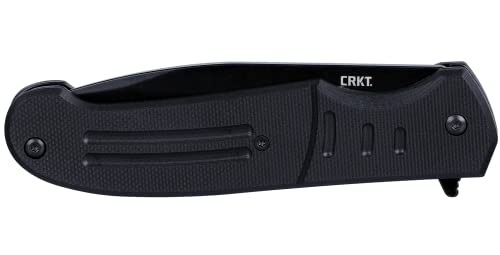 CRKT Ignitor EDC Folding Pocket Knife: Assisted Opening Everyday Carry, Plain Edge, Liner Lock with G10 Handle 6885,Black