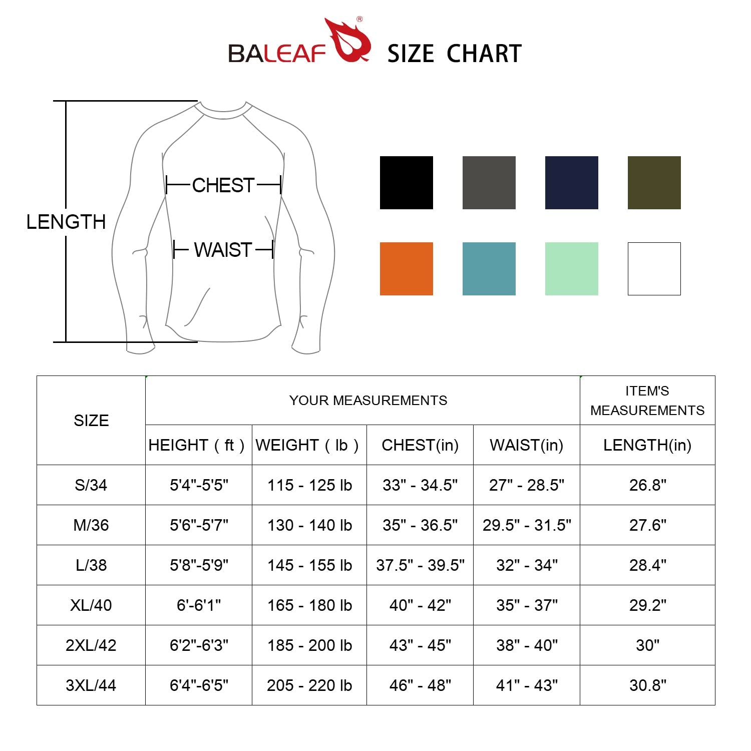 BALEAF Men's Long Sleeve Rashguard Rash Guard Sun Protection Swim Water Shirt UPF SPF 50+ Surfing Diving New Black Size M