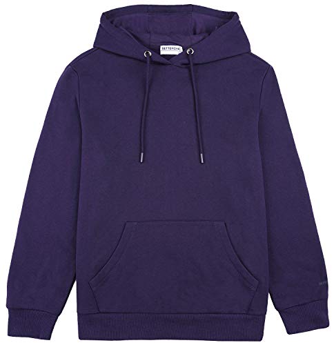 BETTERCHIC Men's Hooded Sweatshirt Long Sleeve Soft Brushed Fleece Hoody Classic Drawstring Pullover Hoodie (NAVY,XL