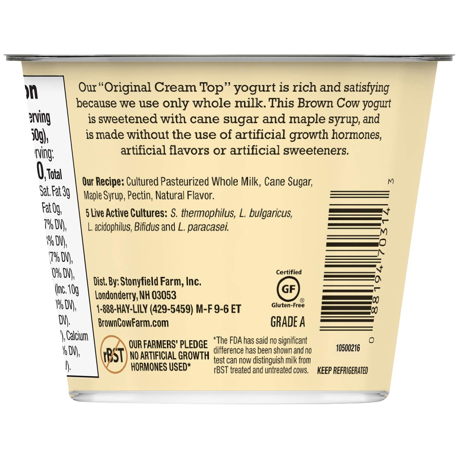 Brown Cow Cream Top Maple Whole Milk Yogurt, 5.3 oz. Cup - Creamy, Delicious Yogurt