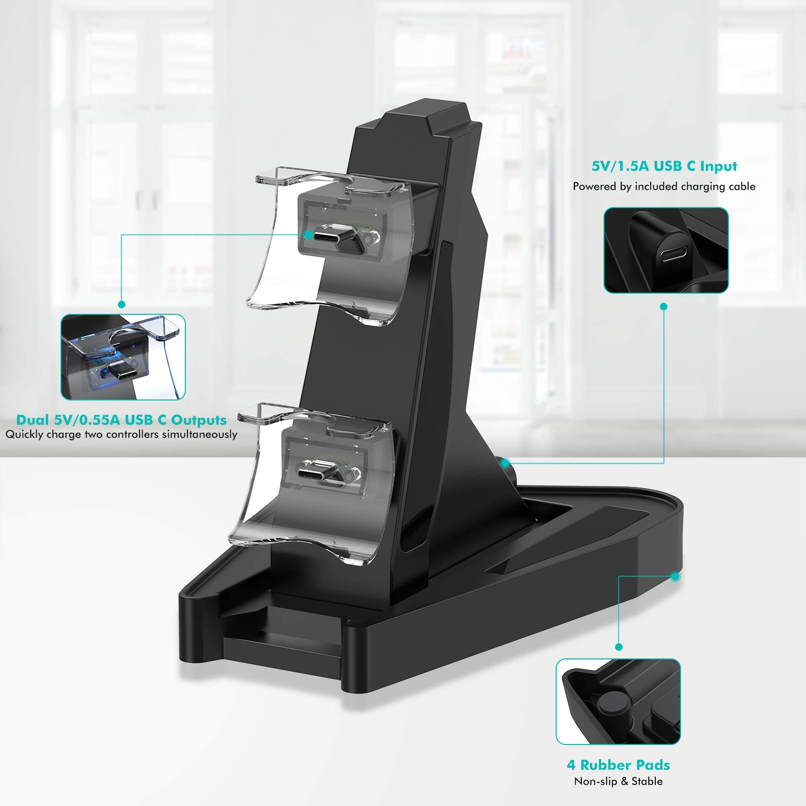 Charger Station for Xbox Series X/S Controller, KIWIHOME Dual Controller Charging Dock Stand for Xbox Series S/X Accessories with USB C Port Charging Cable, Rechargeable Battery Not Included