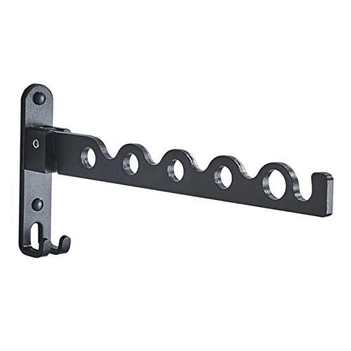 Gnimauhz Small Wall Clothes Rail, Aluminium Foldable Drying Rack Hook 90° Rotation Coat Hanger for Laundry Bathroom Balcony (1ps Black Fixed Seat)
