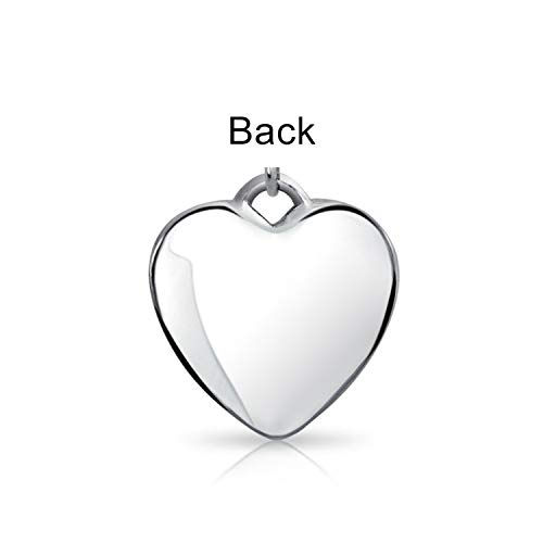 Bling Jewelry Personalized Engravable Initial Monogram Clear Crystal Accent Bale Heart Shape Dangle Bead Charm .925 Sterling Silver For Women Teen European Bracelet Custom Engraved