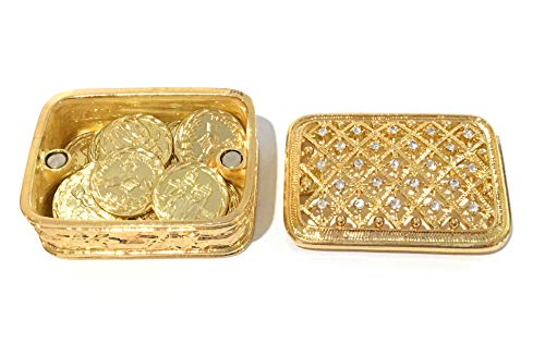 Rectangular Rhinestone Gold Wedding Arras Box & Unity Coins Arras de boda