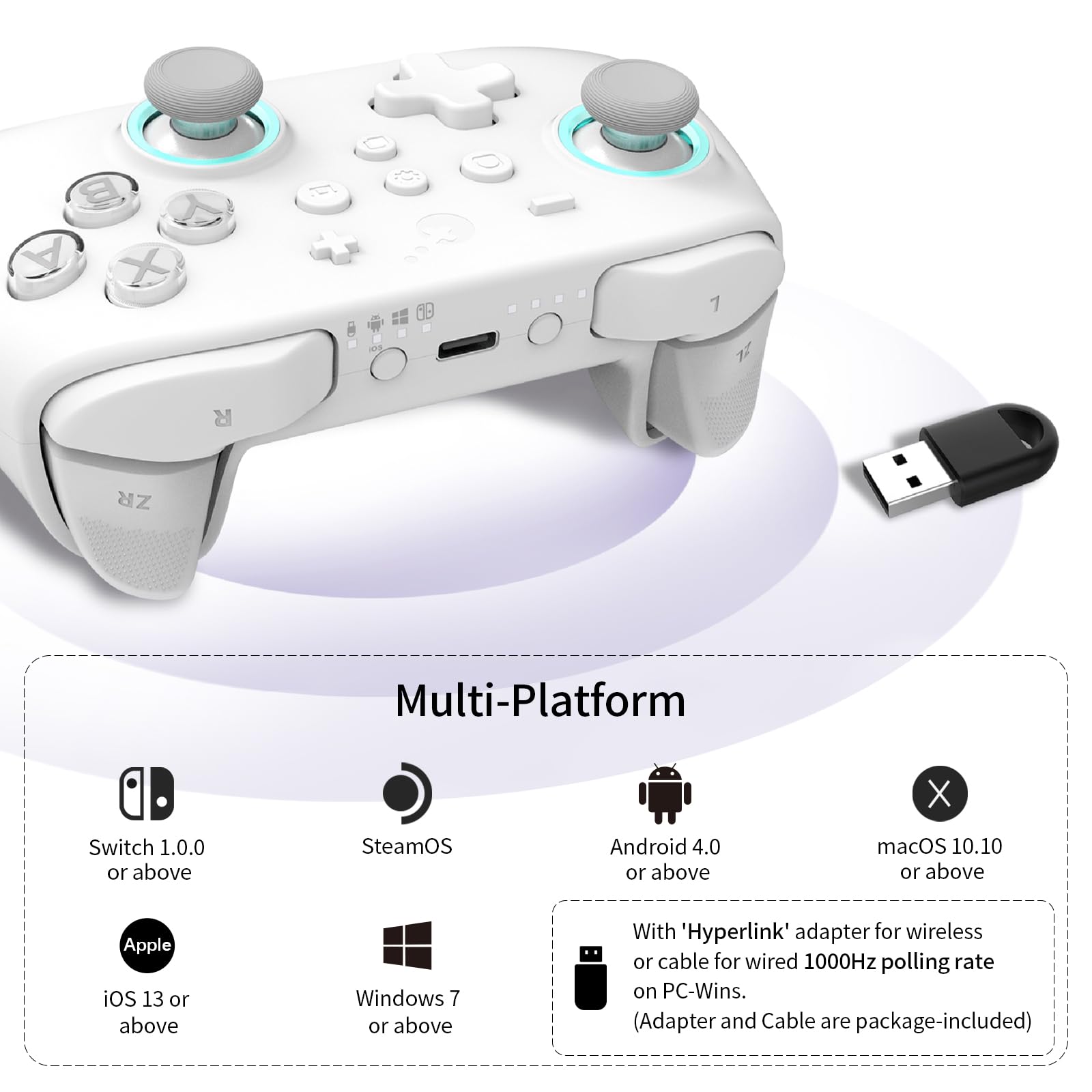 GuliKit KK3 Max, Kingkong 3 Max Controller with 4 Back Buttons, Hall Joysticks and Triggers, Wireless for Switch OLED/PC/Android/MacOS/iOS/Steam Deck, 1000Hz Polling Rate for Wins - Black