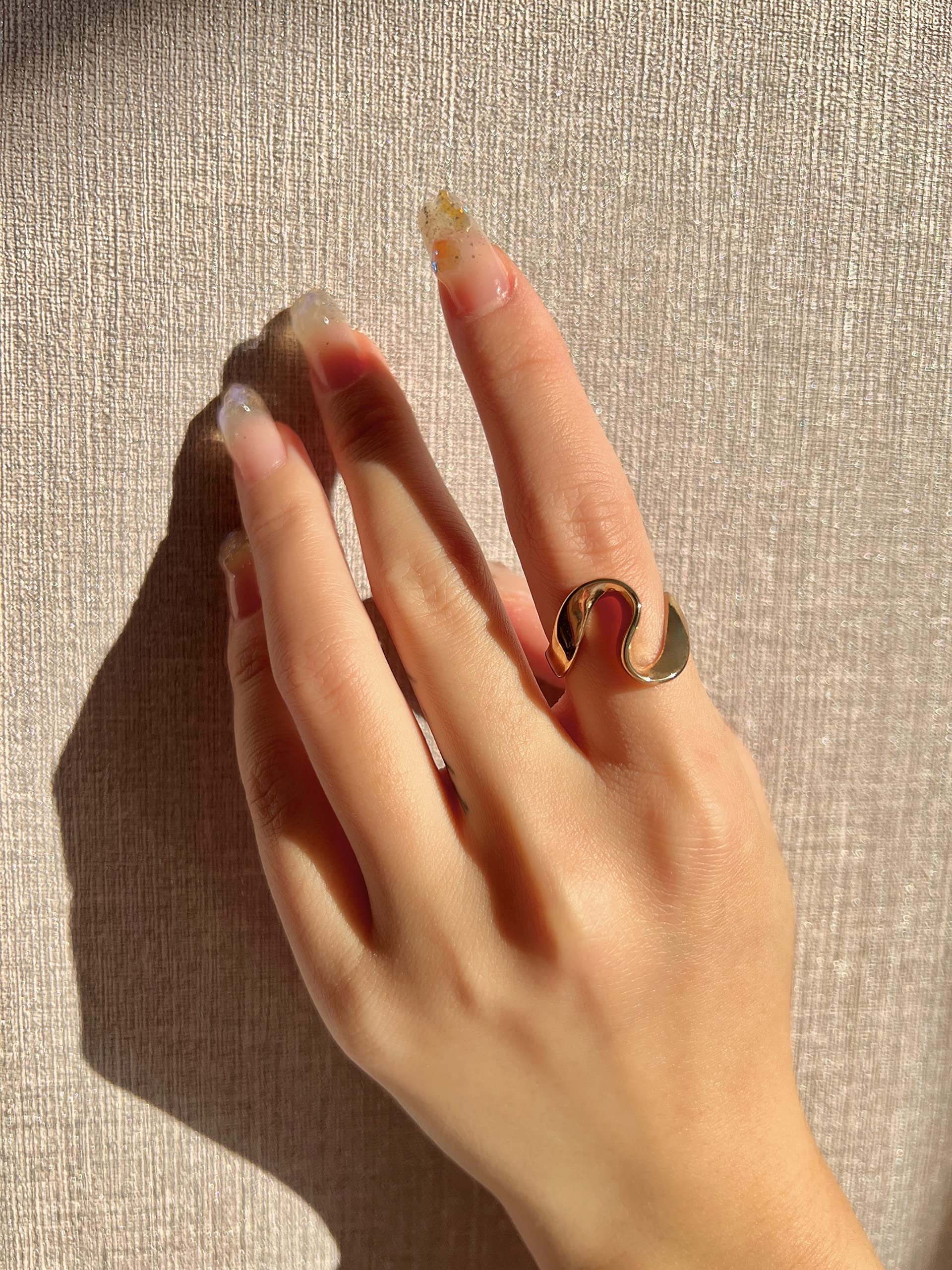 BLESSAIA Geometric open Rings - 18k Gold plated Adjustable Ring Vintage Irregular Gold Silver Geometric ring for Women and girls (GOLD)