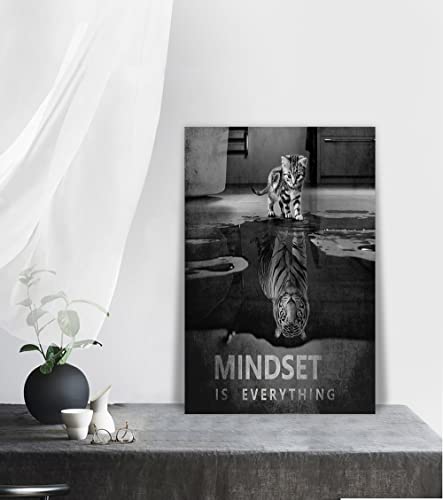 Black and White Inspiring Home Office Wall Pictures with Motivational Quotes Take The Risk Or Lose The Chance Hand with Poker Creative Artwork for Study Room Studio Wall Decor Framed Decor-24 Wx36 H