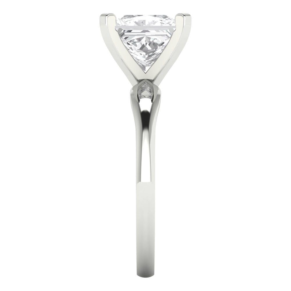 Clara Pucci 2.50ct Princess Cut Solitaire Moissanite Excellent Engagement Bridal Promise Anniversary Ring 18K White Gold Size 6.5
