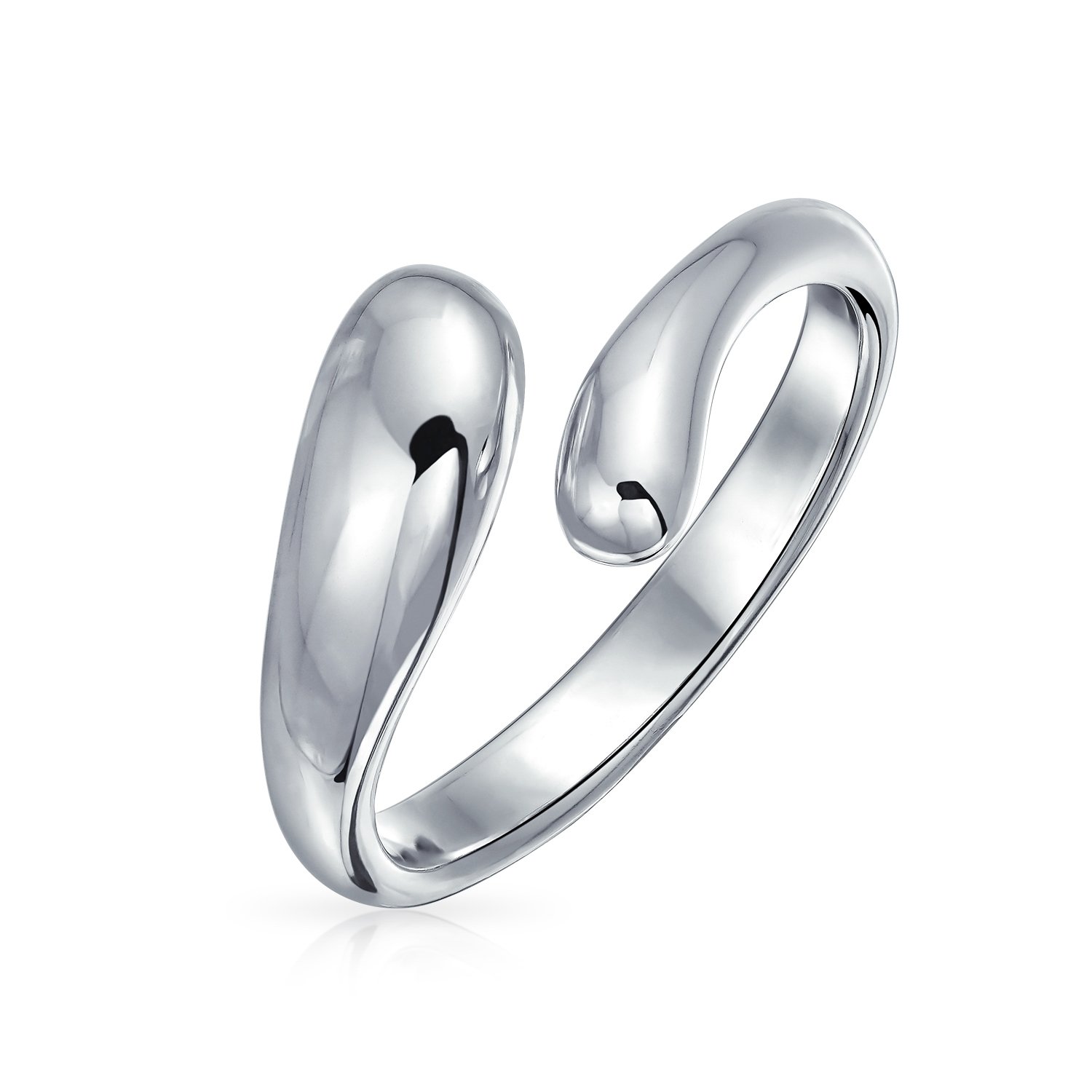 Bling Jewelry Geometric Open Bypass Teardrop Ring Band For Girlfriend For Teen .925 Sterling Silver Polished