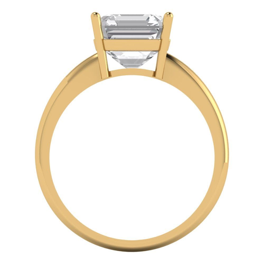 Clara Pucci 2.5 ct Asscher Cut Solitaire Moissanite Engagement Wedding Bridal Promise Anniversary Ring 18K Yellow Gold Size 3.5