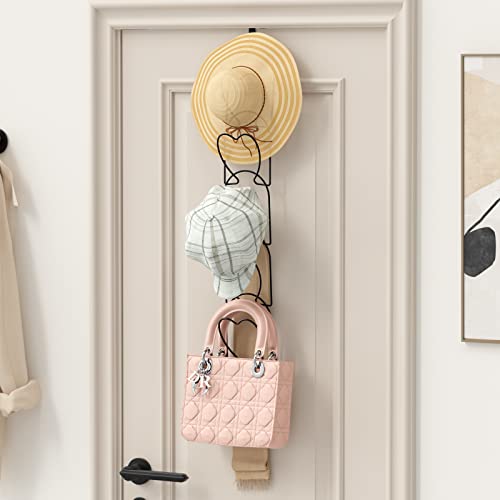 LINFIDITE 10 Pack Hat Rack Hanger Holder Organizer Closet Hanging Baseball Cap Display Storage Rack Wig Rack Over Door Wall Mounted for Scarves Handbags Towels Clothes Ties w Hanging Hook Black