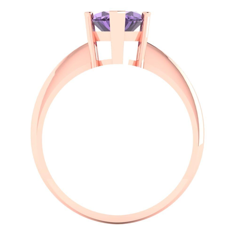 Clara Pucci 2.55 ct Marquise Cut Custom Engraving Solitaire Simulated Alexandrite Classic Statement Art Deco Ring 14k Rose Gold Size 6.5