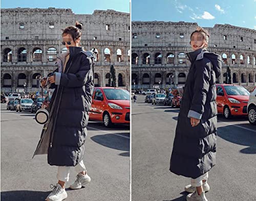 BLFYQB Padded Women Loose Thicken in The Long Section Bread Service Thigh Student Sen Department Coat Tide Soft and Comfortable/Gray/L