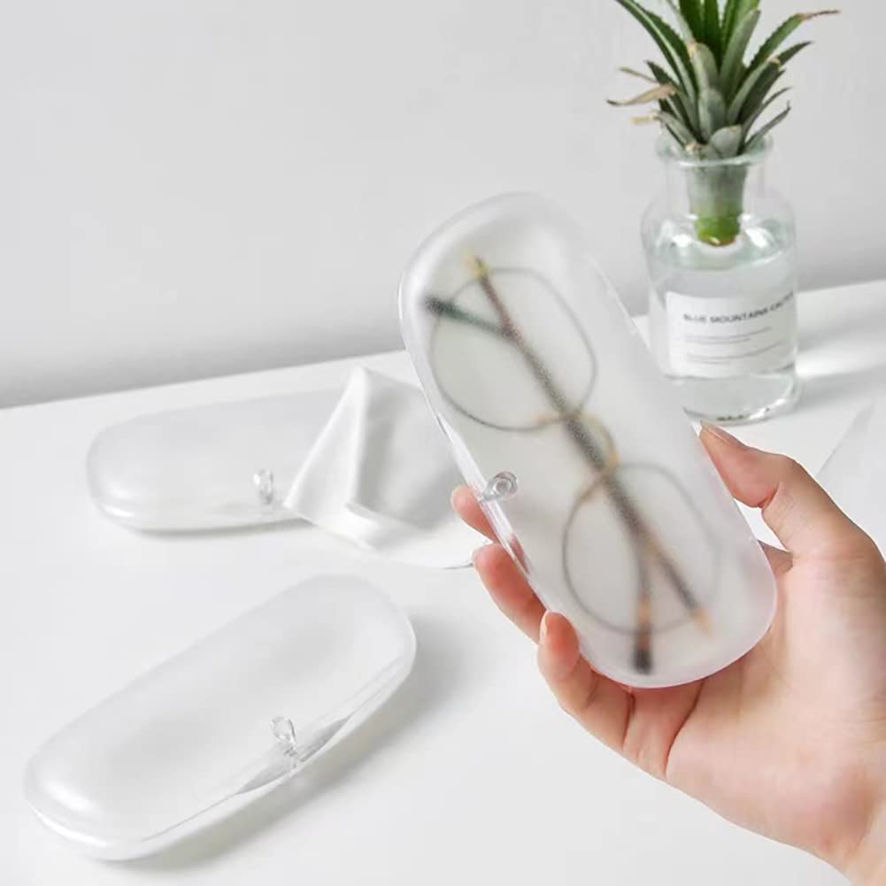 ccHuDE 2 Pcs Plastic Eyeglasses Cases Frosted Glasses Case Hard Shell Reading Glasses Box Travel Sunglasses Case Translucent