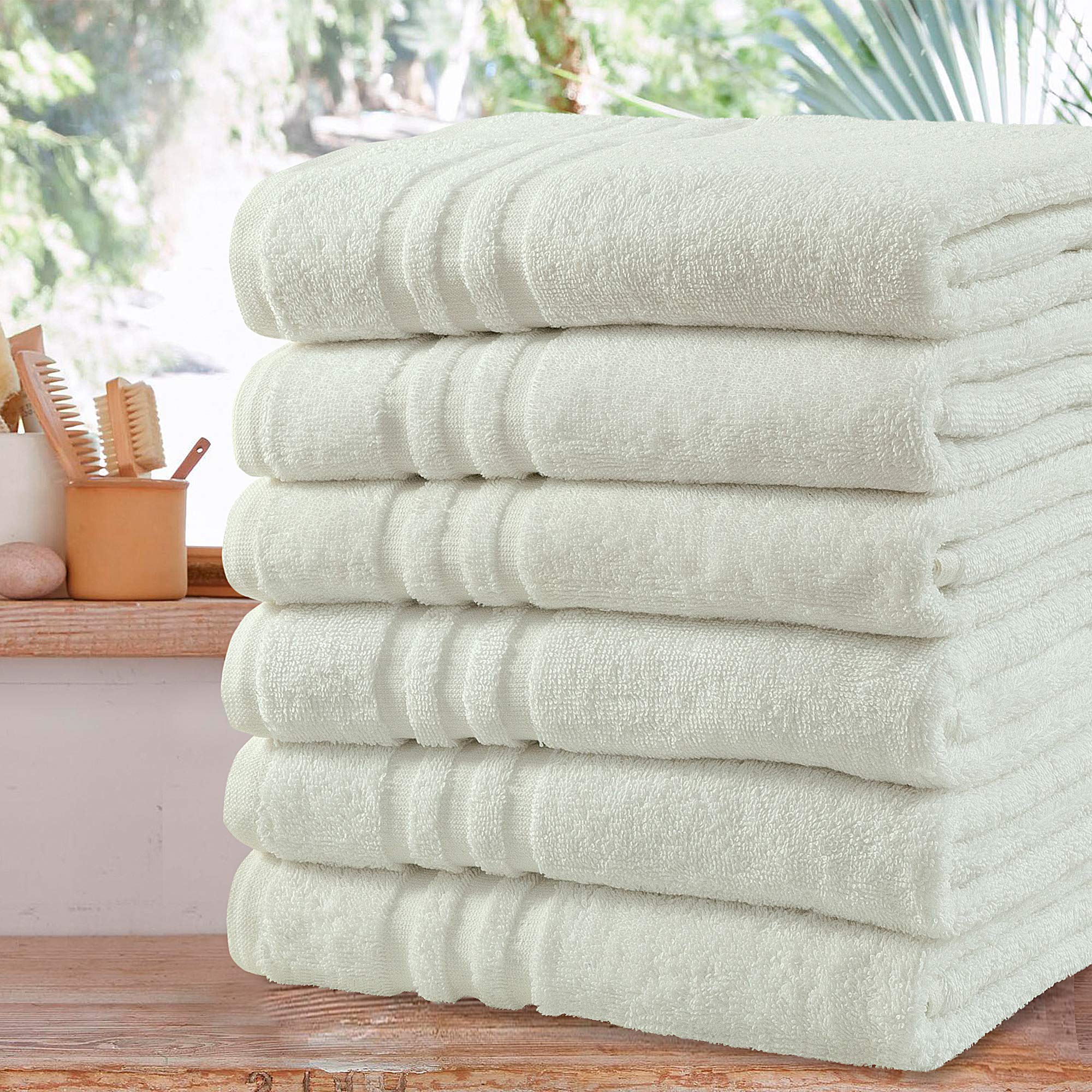 Bliss Casa Small Cotton Towels 20x40 Inch (6 Pack) Multipurpose Light-Weight & Absorbent Quick Drying Towels Set for Hand, Gym, Pool, Spa, Hotel and Salon (White)