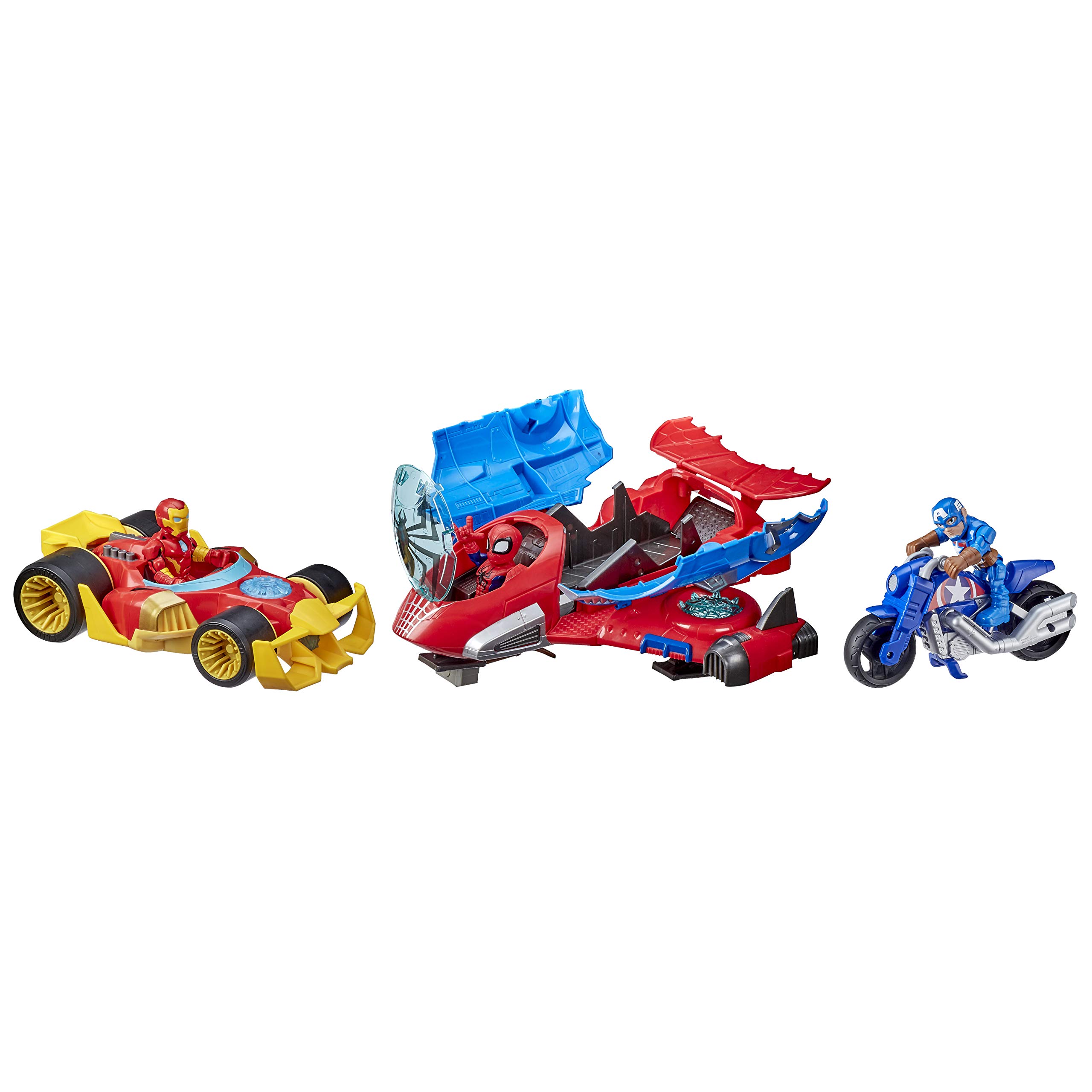 Marvel Super Hero Adventures Figure and Jetquarters Multipack, 3 Action Figures and 3 Vehicles, 5-Inch Toys for Kids Ages 3 and Up (Amazon Exclusive)