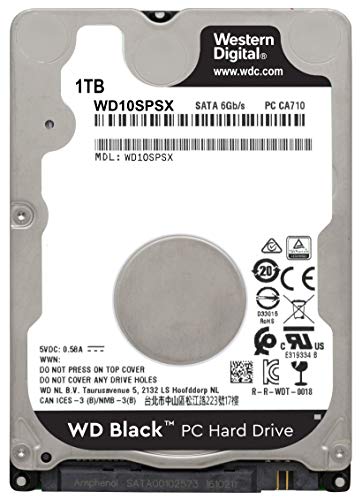 Western Digital 1TB WD Black Performance Mobile Hard Drive - 7200 RPM Class, SATA 6 Gb/s, 64 MB Cache, 2.5" - WD10SPSX, Mechanical Hard Disk