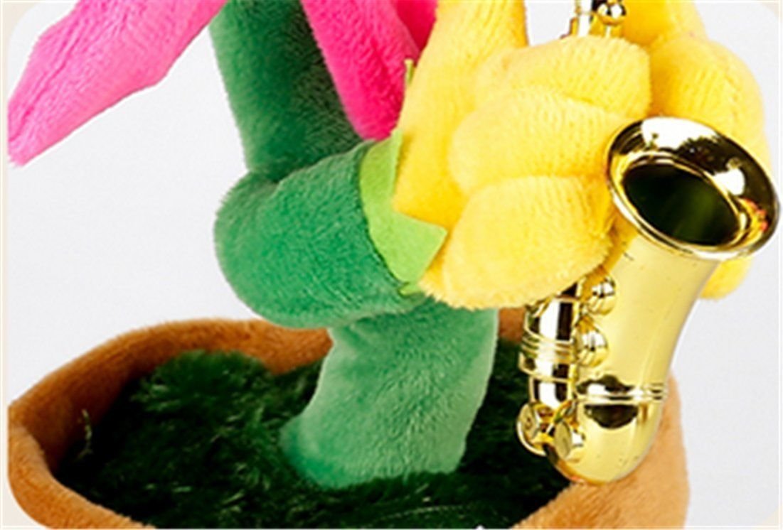 Musical Singing Dancing Repeating Talking Sunflower Soft Plush Funny Creative Saxophone Kids Toy(Yellow)