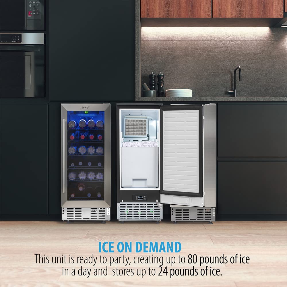Deco Chef UTICM01 Under Counter Ice Maker, Automatically Makes 80lb Restaurant Quality Ice Per Day (Renewed)