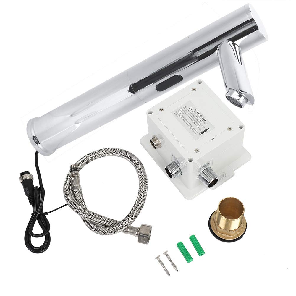 G1/2" Automatic Induction Bathroom Faucet, Copper Smart Touchless Hands Free Kitchen Sink Mixer Faucet with Control Box, Hose, Connector