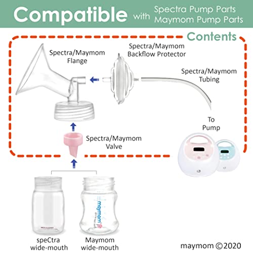 Maymom Pump Part Compatible with Spectra S2 Spectra S1 9 Plus Breastpump Replace Spectra Pump Part Replace Spectra S1 Accessories Spectra Flange Spectra Duckbill Valve (Flange 17mm Pink Valve)