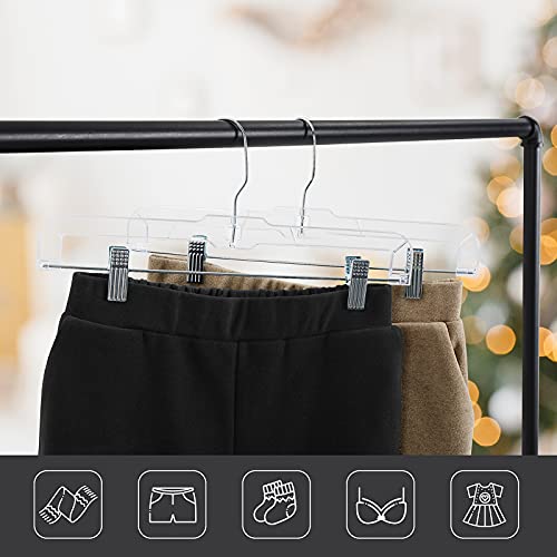 HOUSE DAY Clear Skirt Hangers 12 Pack and White Velvet Hangers 50 Pack, Closet Hangers Set, College Dorm Room Essentials