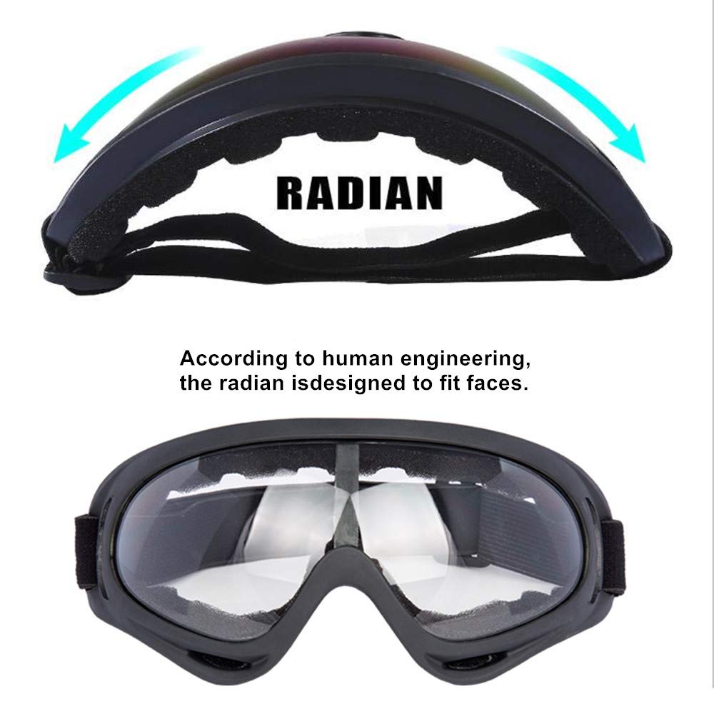 LJDJ Ski Goggles Motorcycle Goggles - Snowboard Glasses Set of 2 - Dirt Bike ATV Motocross Anti-UV Adjustable Riding Offroad Protective Goggles