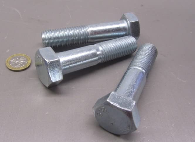 Class 8.8 Zinc Steel Bolts PT M20 x 2.5 mm x 90 mm Long, 3 Pcs