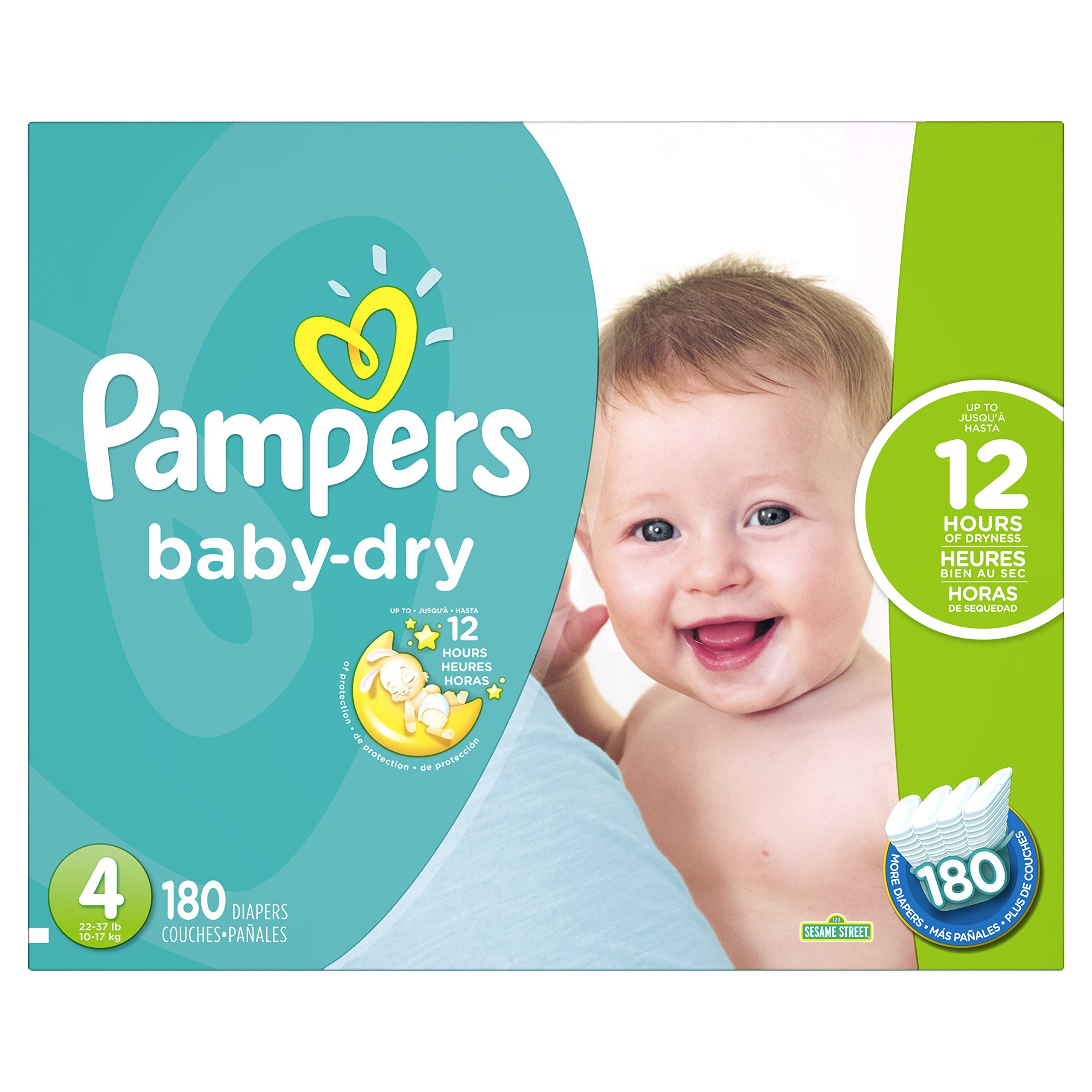 Pampers Baby Dry Diapers Size 4, 180 Count