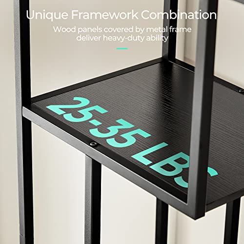 LINSY HOME Bookshelf, 5 Tier Wood and Metal Book Shelf, 68 Inches Display Tall Bookcase, Open Display Shelves for Living Room Bedroom Home Office, Black