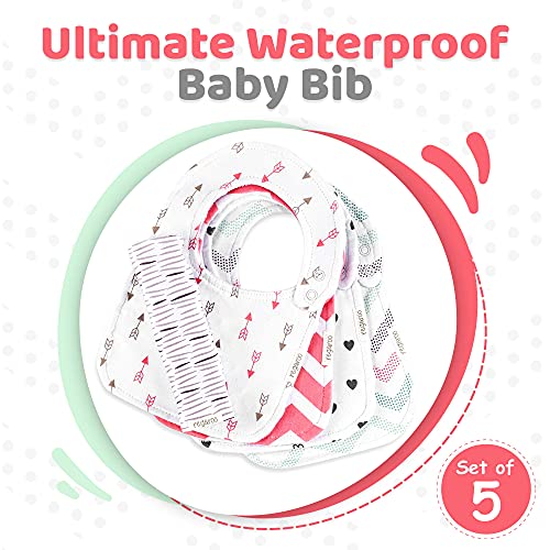 Regaroo - All-Around Waterproof Cotton-Lined Baby Bibs, Baby Essentials for Baby Clothes Protection, Unisex Baby Stuff, Baby Products, Bright and Fancy (5-Pack)