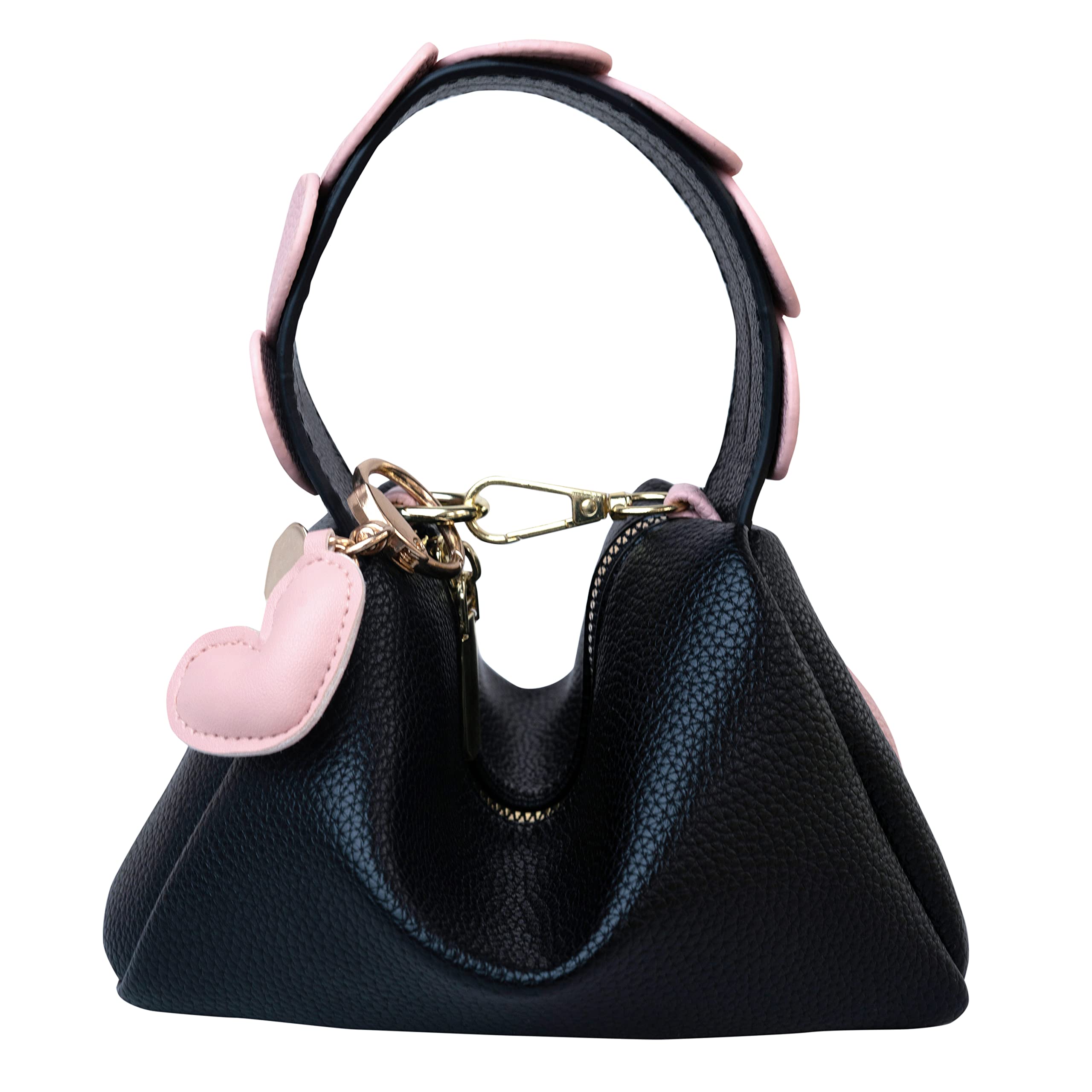 Celivelan Cute Heart Handle Bag Lovely Candy Color Crossbody Bag Roomy Soft Leather Shoulder Bag Triangle Shape Purses For Women