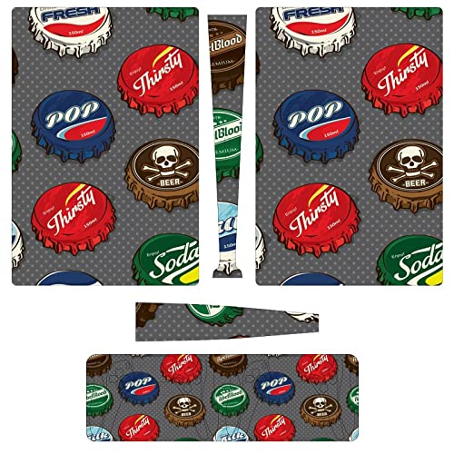 Classic Bottle Caps Full Protective Skin Cover Design Wrap Decal Sticker Compatible with PS5 Digital Edition Console and Controller