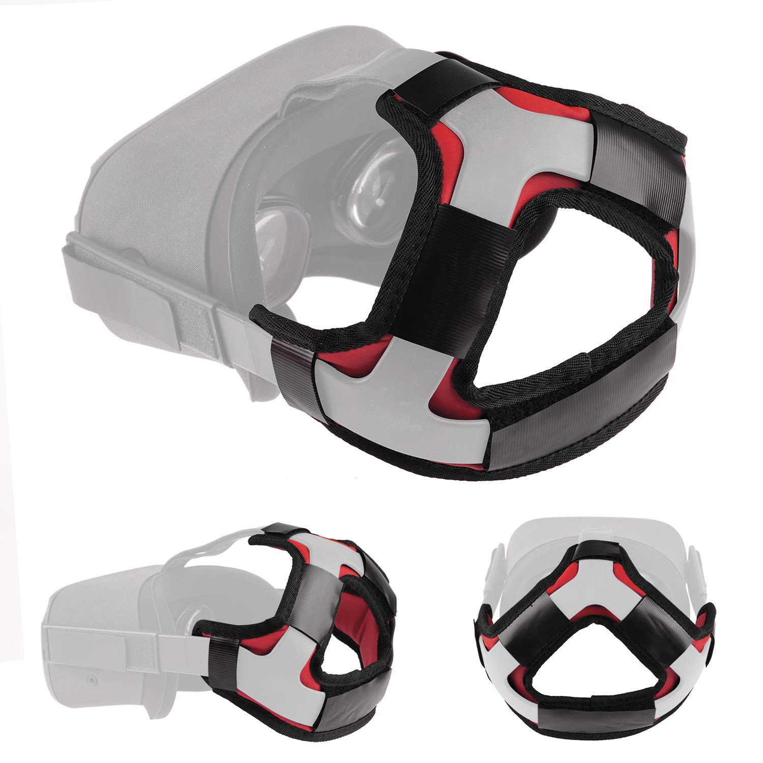 MASiKEN Professional Head Strap Pad for Oculus Quest 2 and Quest Headband Replacement Accessories, Comfortable PU Leather Head Cushion & Reduce Head Pressure (Red)