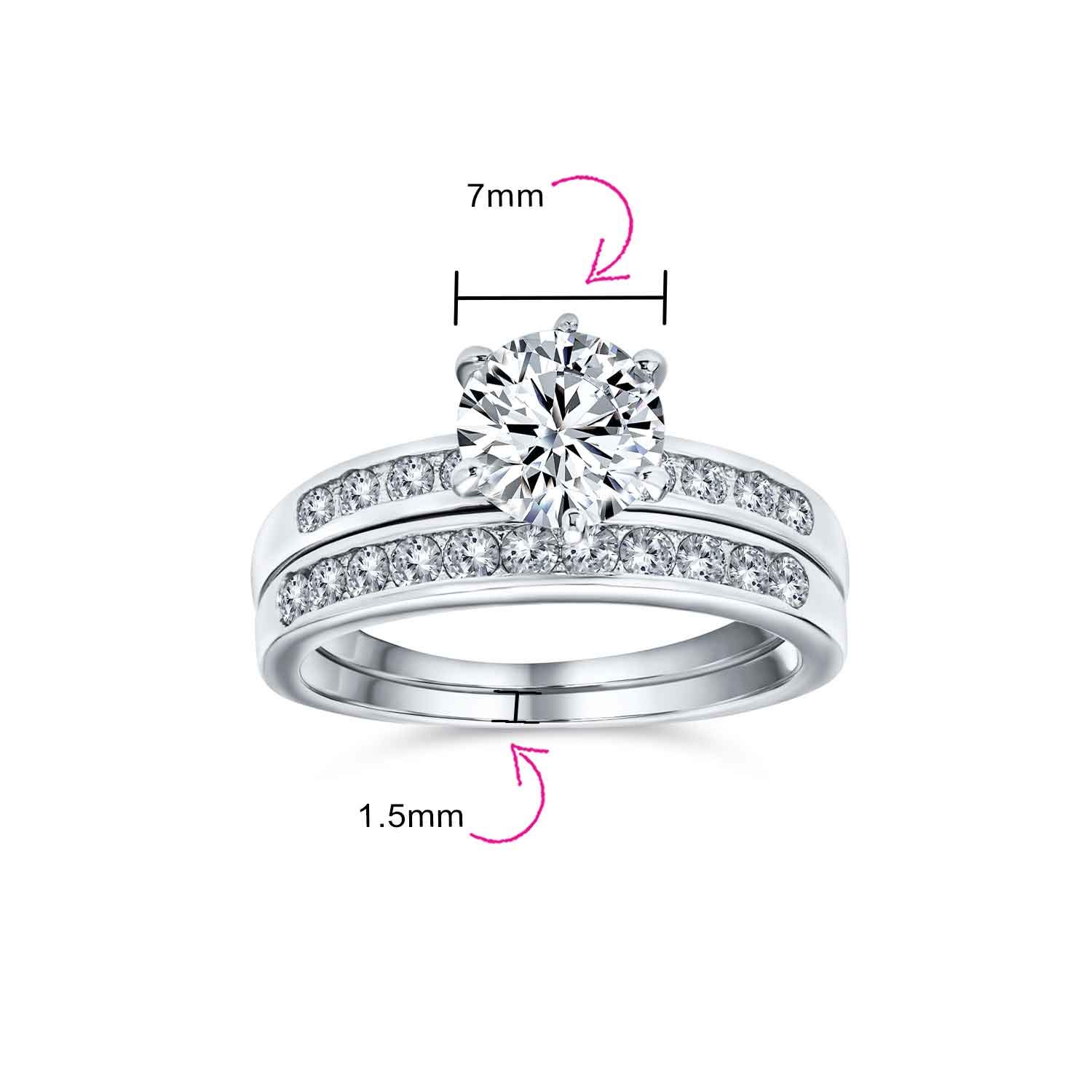 Bling Jewelry Vintage Round Cut CZ Engagement Wedding Ring Set 1.5ct - Size 7