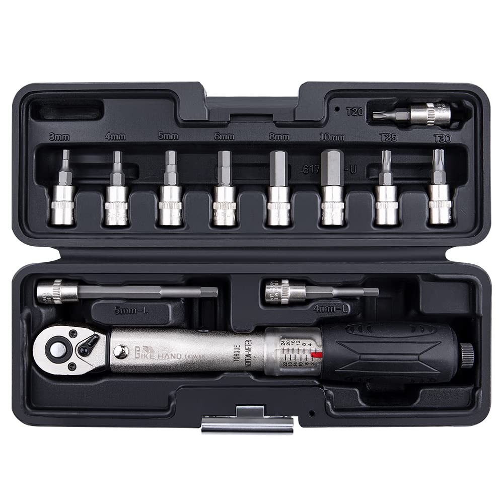 Bike Hand 1/4'' Torque Fix Set, Carbon Steel, 2-24 NM Range, Includes Hex Allen Keys