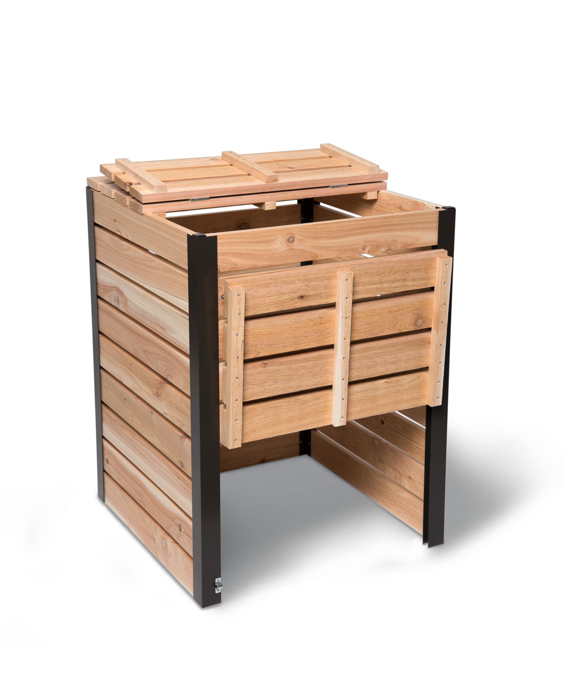 Gardener's Supply Company Cedar Compost Bin | Heavy Duty Outdoor Composter with Aluminum Corners & Steel Handles | Holds 110 Gallons Designed for Good Aeration | Best for Backyard Garden Composting