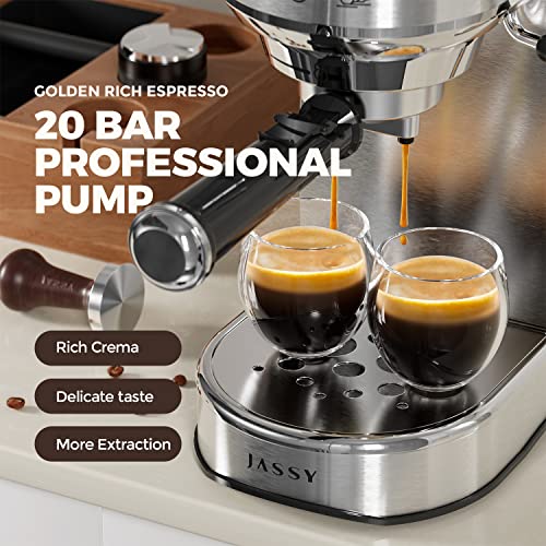 JASSY Espresso Maker 20 Bar Cappuccino Coffee Machine with Milk Frother for Espresso/Cappuccino/Latte/Mocha for Home Brewing with 35 oz Removable Water Tank/1450W