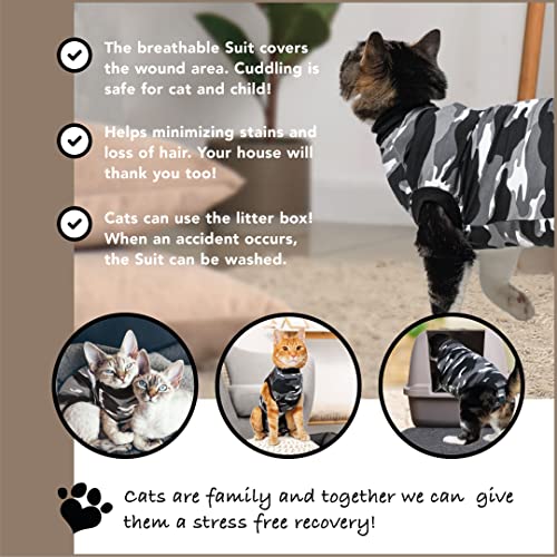 Suitical Recovery Suit Cat, XXX-Small, Black Camouflage