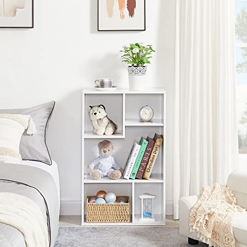 VECELO 31 Inch High Modern Kids Bookcase, 3-Tier Wide Bookshelves, 5 Cube Storage Organizer with Anti-tip Kit, Different Height Open Storage Fits Tallest Hardcovers, Easy to Install,White