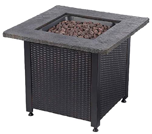 Endless Summer Propane Fire Pit Table 30 Inch Outdoor Gas Fire Pit, 50,000 BTU with Rock-Like Top, Cover, Lid, and Lava Rocks, Add Warmth and Ambiance to Your Backyard, Patio, Deck