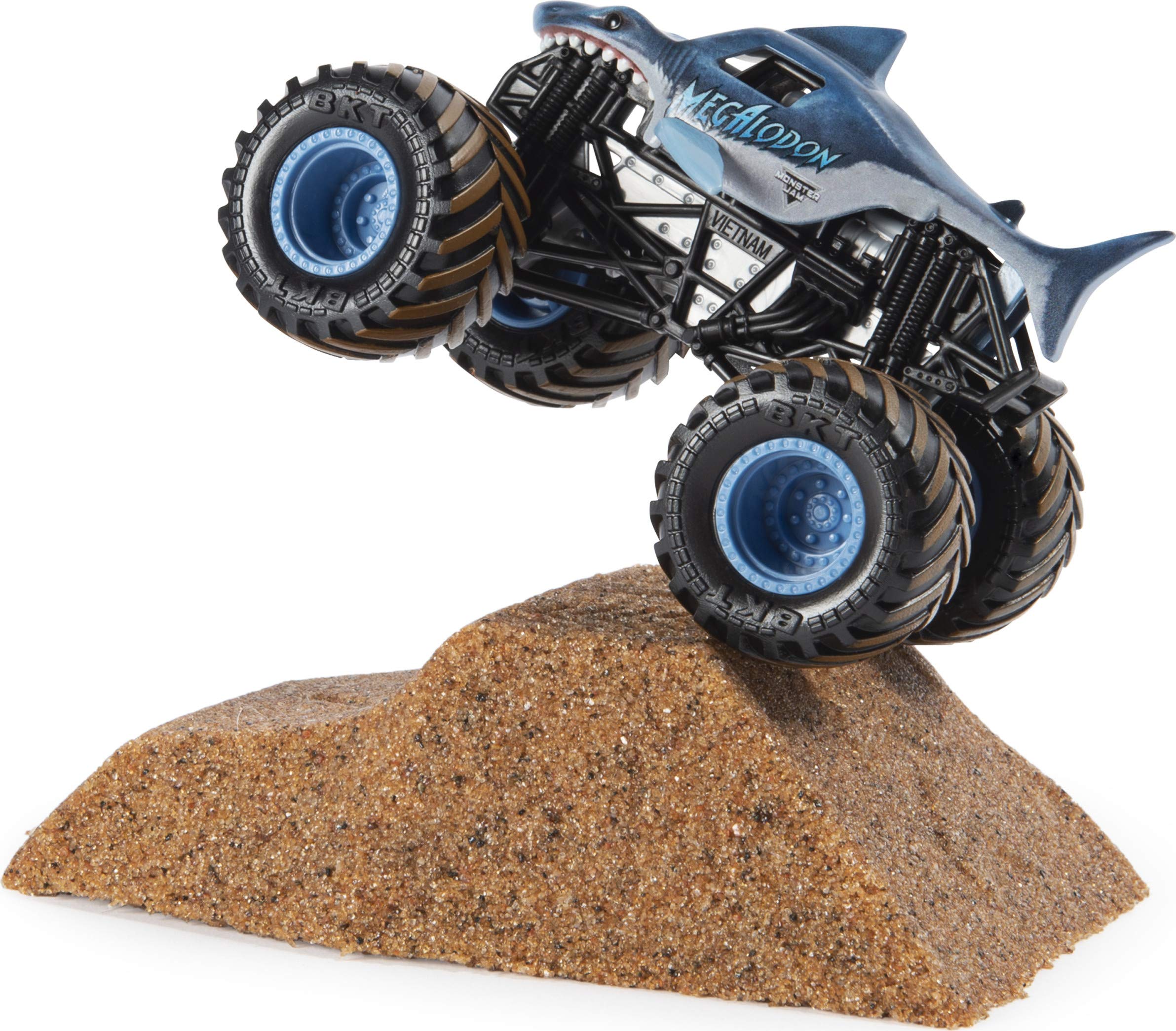 Monster Jam, Megalodon Monster Dirt Starter Set, Featuring 8oz of Monster Dirt and Official 1:64 Scale Die-Cast Truck