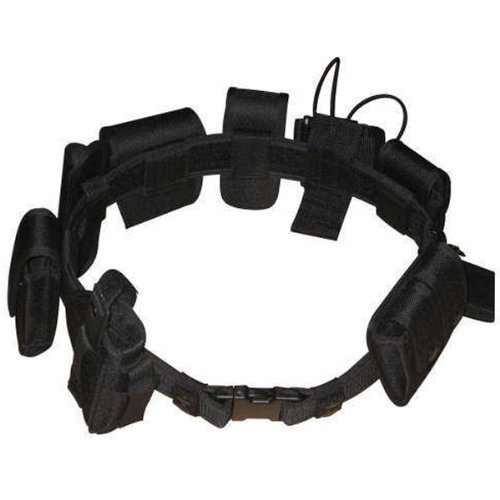 Bargain Crusader Duty Belt Military Tactical Modular Equipment Law Enforcement Police Security Guard Hunting Game Versatile Utility Adjustable Tool Belt (Adjustable 35"-45". 9 pouches, Black)