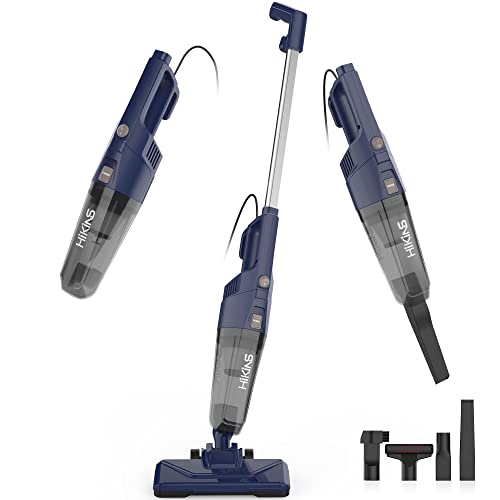 HiKiNS Corded Stick Vacuum Cleaner - Lightweight & Versatile to Clean Pet Hair, Hardwood Floors & Carpets - with 32.8ft Cord, HEPA Filter & Ultra Quiet Motor - Ideal for Households with Pets & Kids