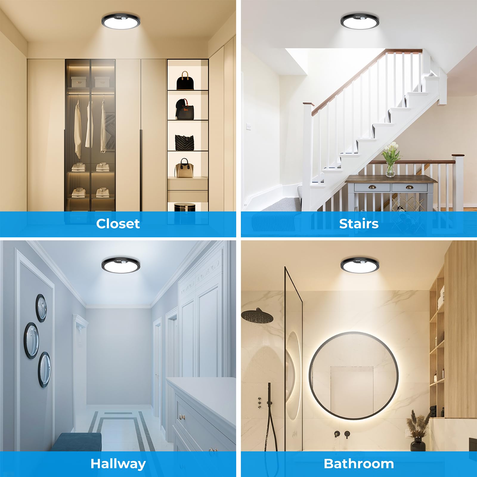 BLNAN LED Flush Mount Ceiling Light Fixture, 12 Inch 24W 5000K Daylight Modern Round White Wired Light, Ultra Thin Low Profile Lamp for Bedroom Kitchen Living Room Laundry Hallway, Non-dimmable