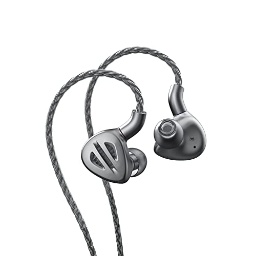 FiiO FH9 Headphones Earphone Wired High Resolution Over-The-Ear 1DD+6BA Detachable Cable Deep Bass Comes with 2.5/3.5/4.4mm Swappable Plugs for Smartphone/PC/Players/Home Audio(Titanium)
