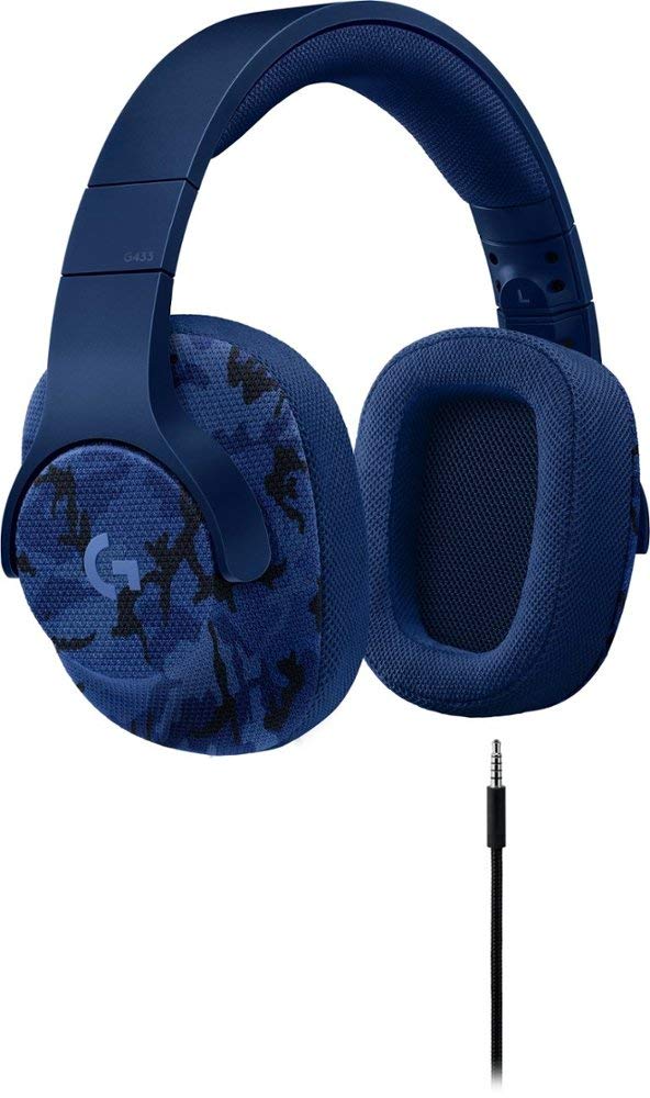Logitech G433 7.1 Wired Gaming Headset with DTS Headphone: X 7.1 Surround for PC, PS4, Pro, Xbox One, S, Nintendo Switch – Camo Blue