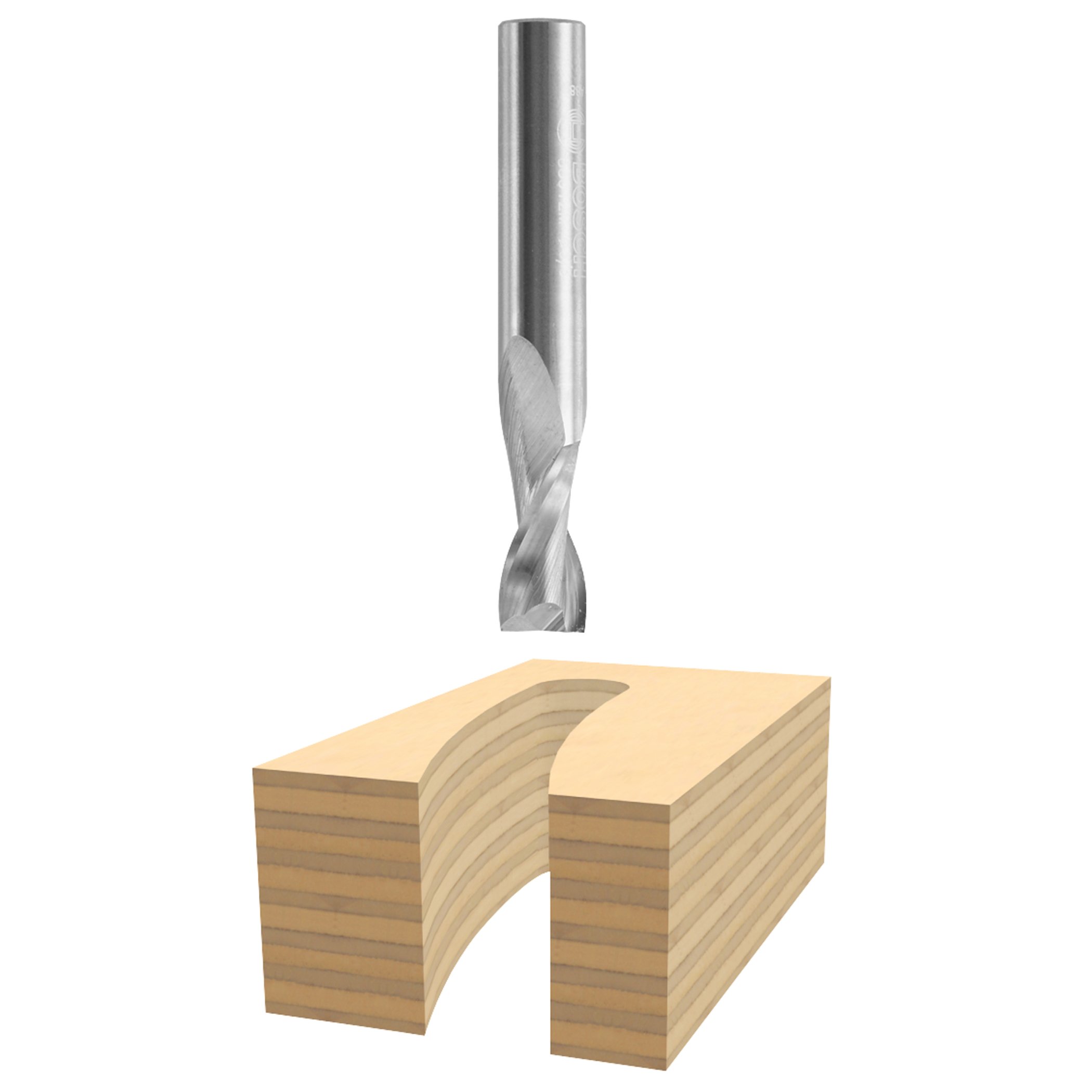 BOSCH 85911M 1/4 In. x 1 In. Solid Carbide 2-Flute U-Pieceut Spiral Bit
