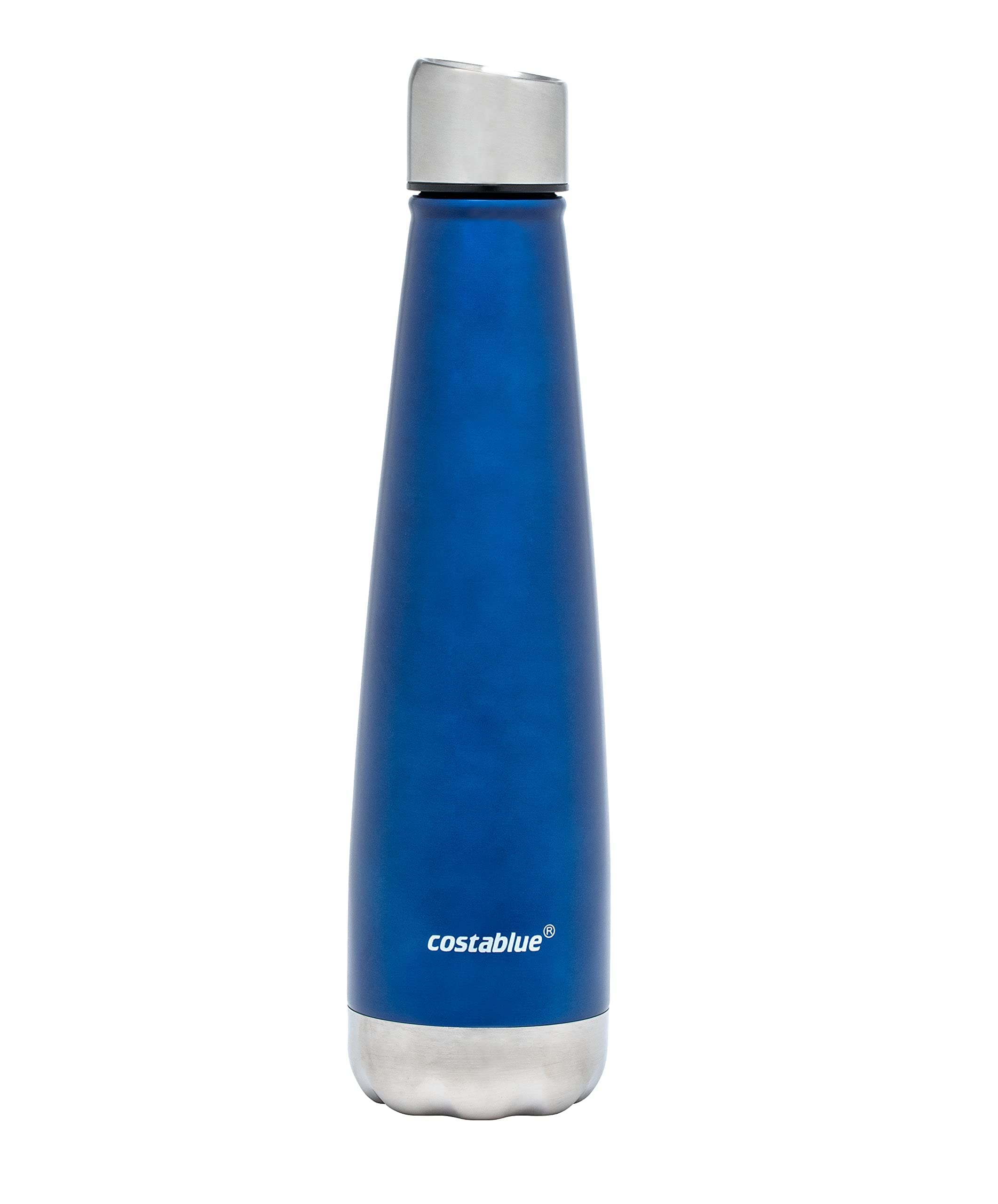 Costablue Santa Monica Vacuum Insulated Double Wall Stainless Steel Water Bottle 500 ml, Push Open & Close Lid, Reusable Water Flask – 17 Ounces, Moonlight Blue & Ocean Blue Combo